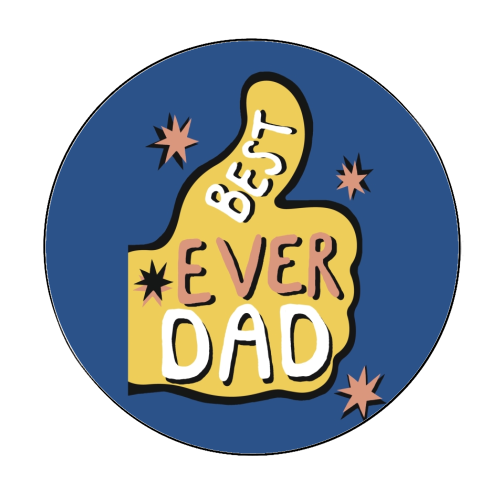 Buy circle stickers Best Ever Dad thumbs up designed by Giddy Kipper