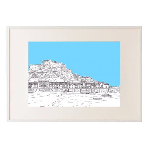Buy Mont Orgueil Castle, Jersey Drawing (pale blue background) - A1, A2 ...