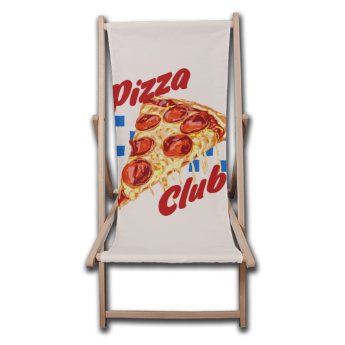 Pizza Club Retro Pepperoni Slice - canvas deck chair by EZbie